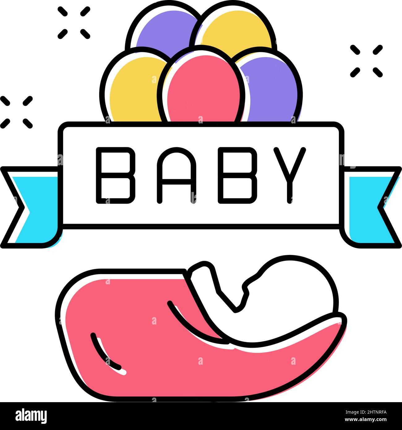 baby born celebration balloons color icon vector illustration Stock ...