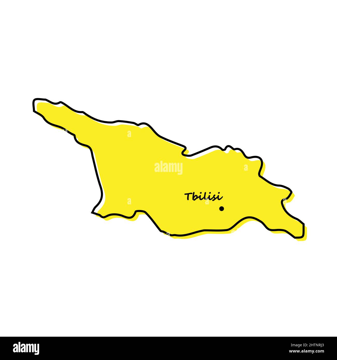 Simple outline map of Georgia with capital location. Stylized minimal ...