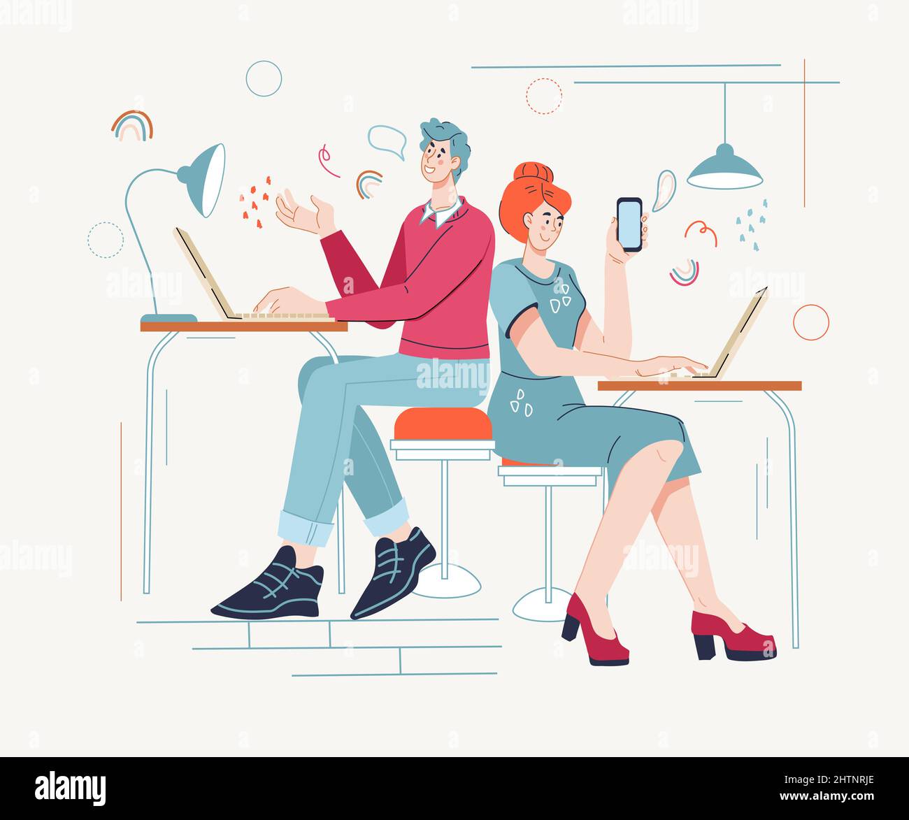 Business people working in coworking open space office. Shared ...