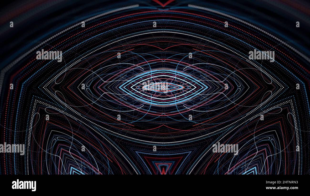 Psychedelic neon pattern on black background. Animation. Shimmering ...