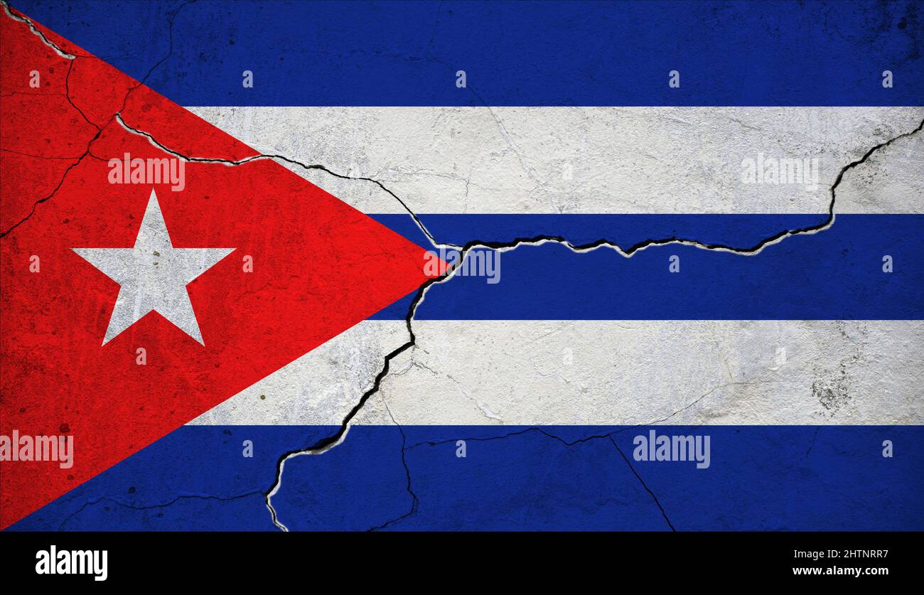 An image of the Cuba flag on a wall with a crack. Background Stock ...
