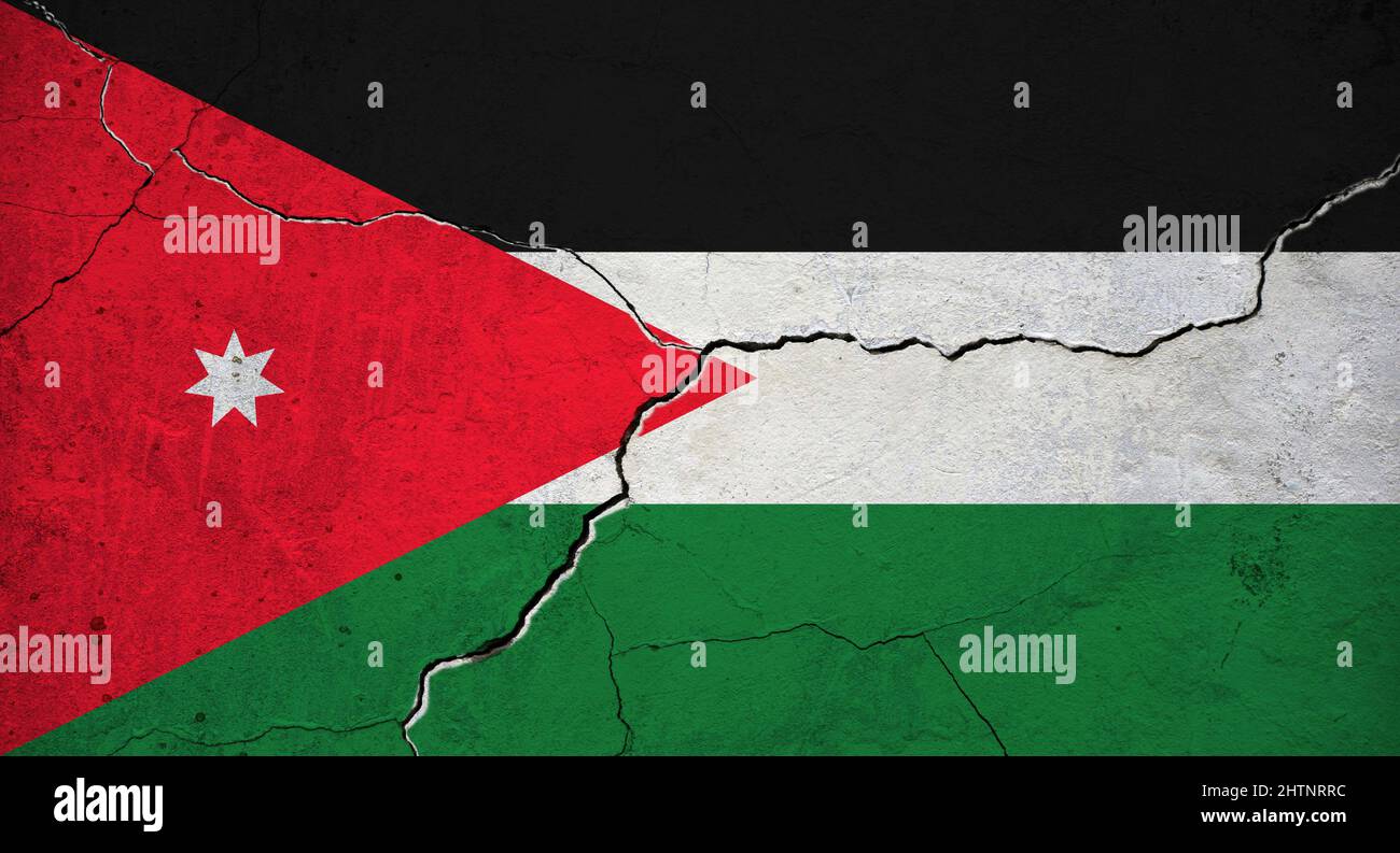 An image of the Jordan flag on a wall with a crack. Background Stock ...