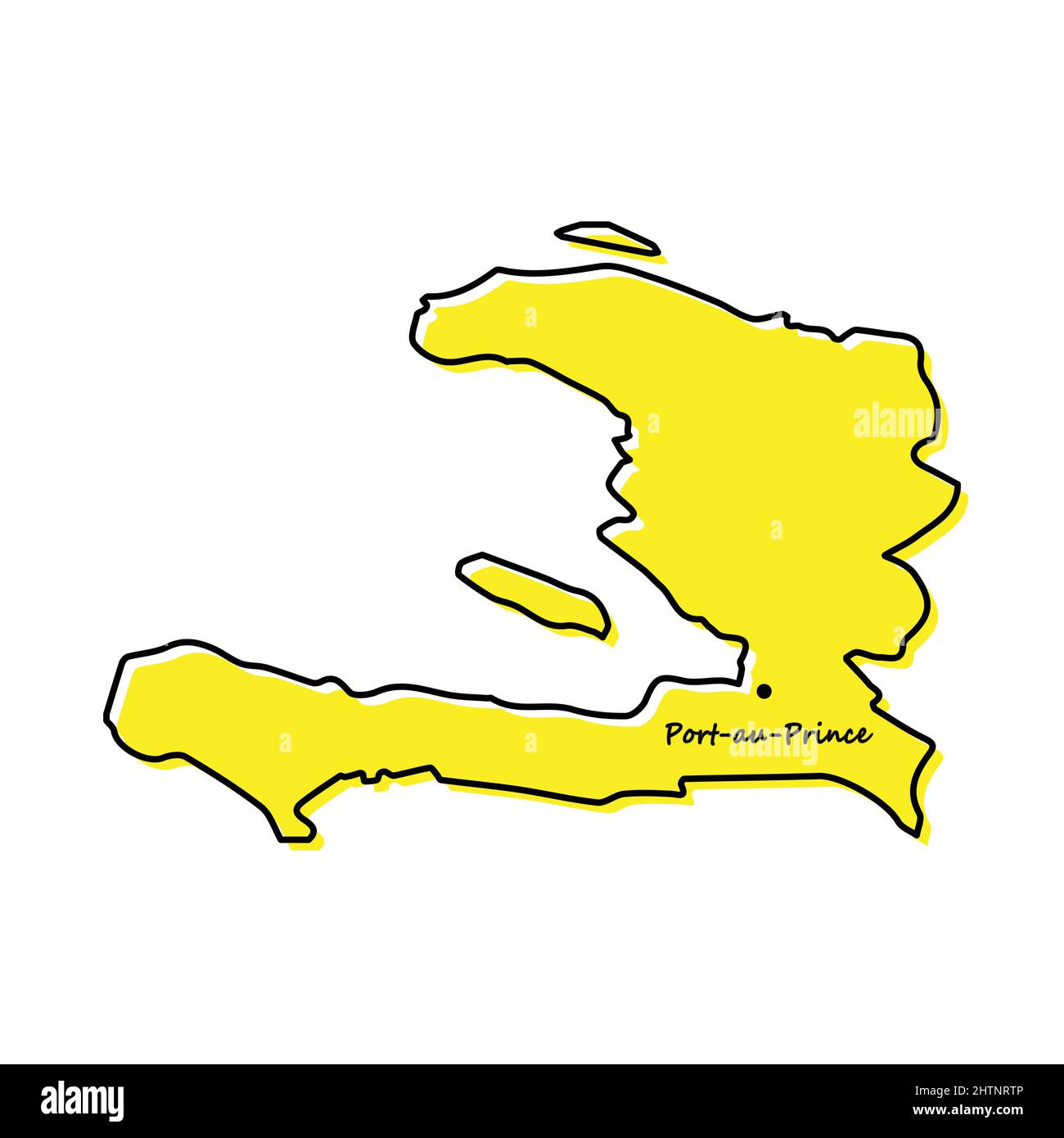 Simple outline map of Haiti with capital location. Stylized minimal ...