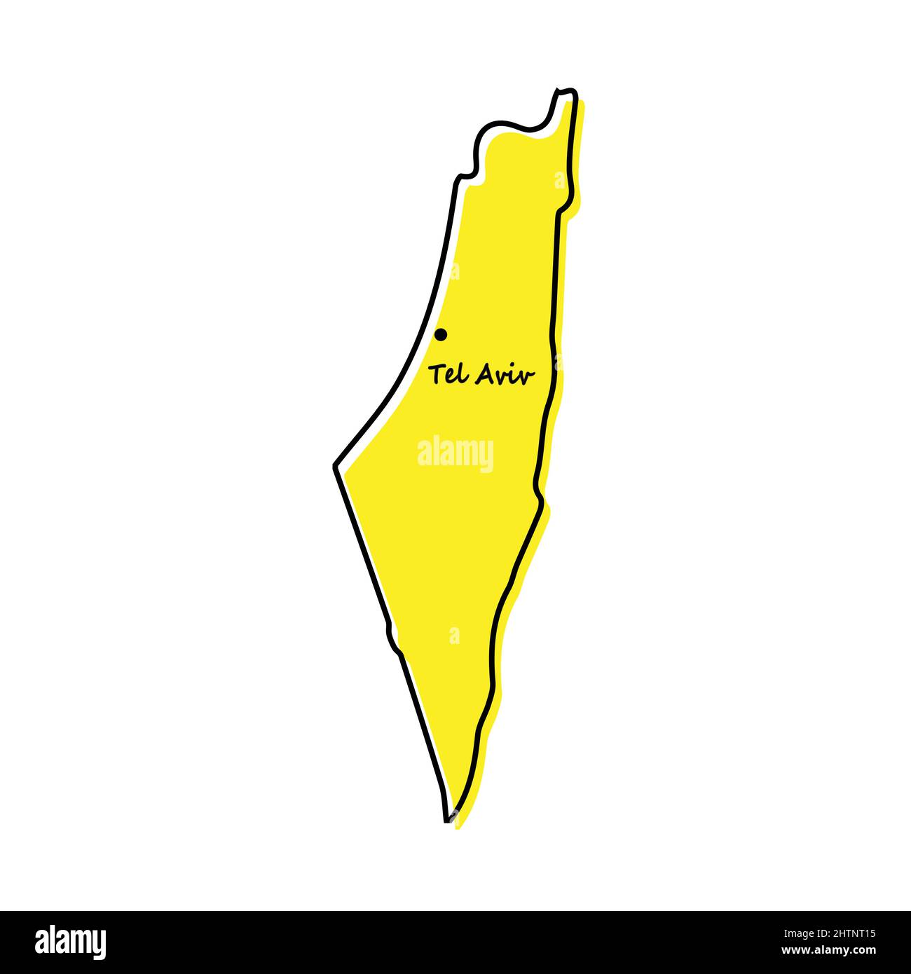 Simple outline map of Israel with capital location. Stylized minimal line design Stock Vector ...