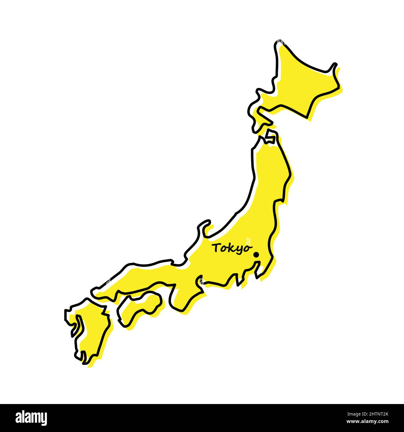 Simple outline map of Japan with capital location. Stylized minimal ...