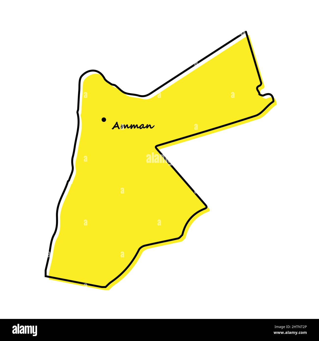 Simple outline map of Jordan with capital location. Stylized minimal line design Stock Vector ...