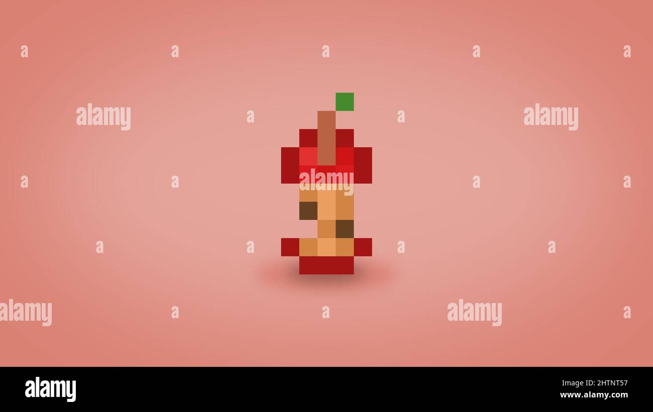 Pixel 8 bit red apple core background - high resolution 4k wallpaper ...