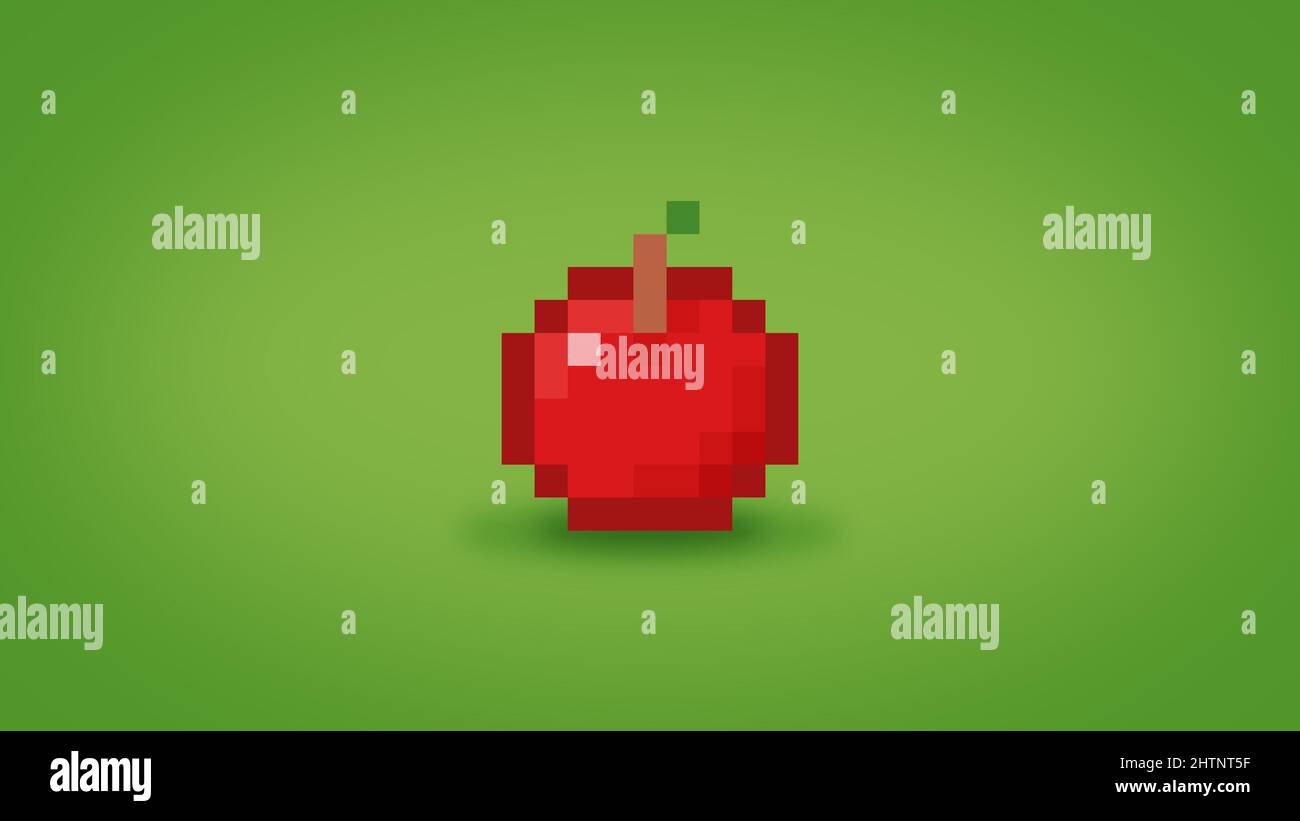 Pixel 8 bit red apple background - high resolution 4k wallpaper Stock ...