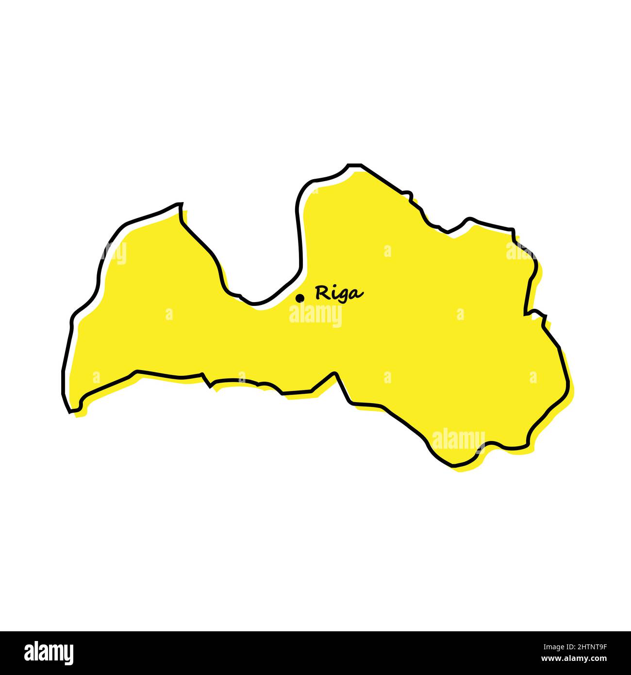Simple outline map of Latvia with capital location. Stylized minimal line design Stock Vector ...
