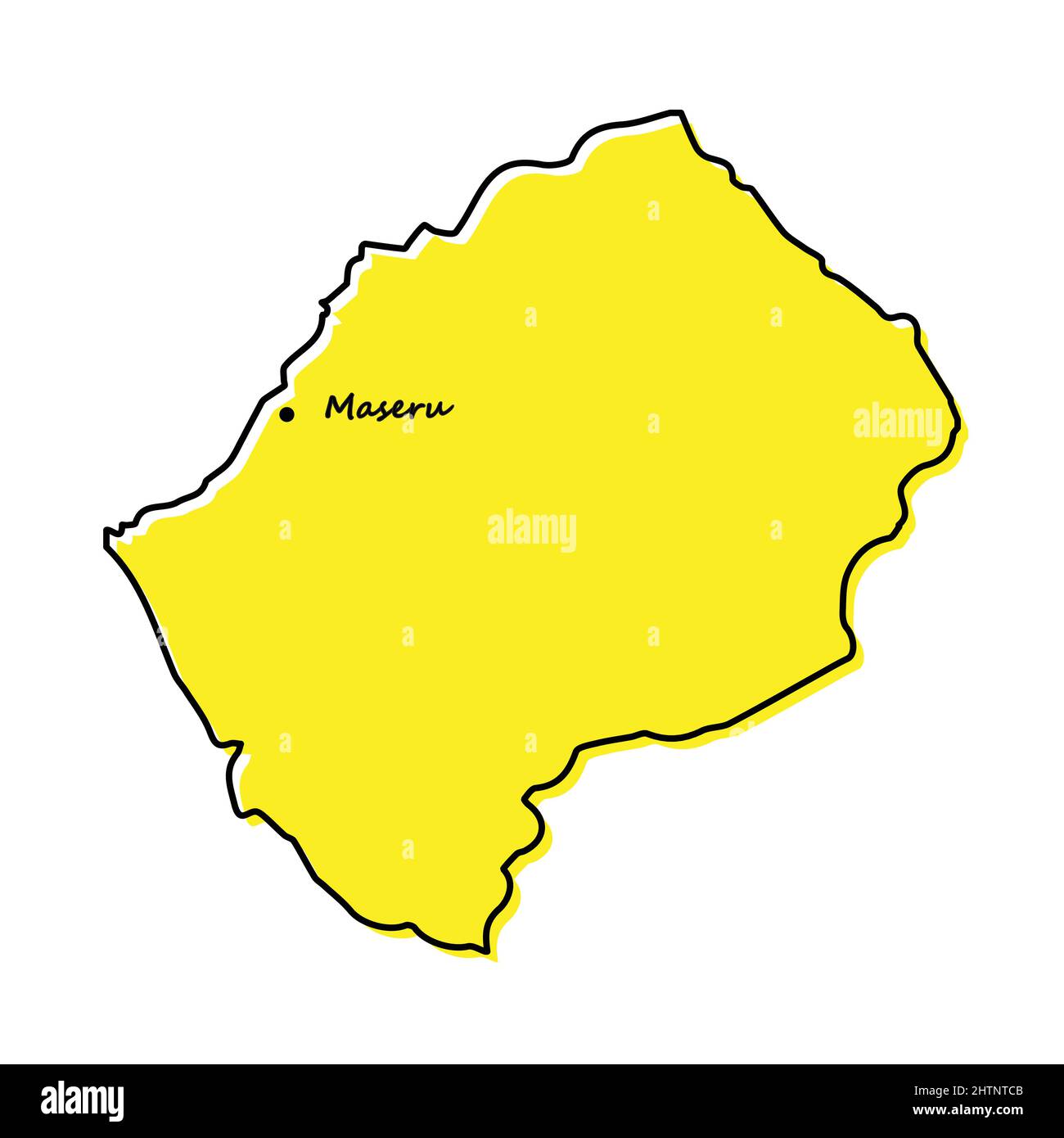 Simple outline map of Lesotho with capital location. Stylized minimal ...