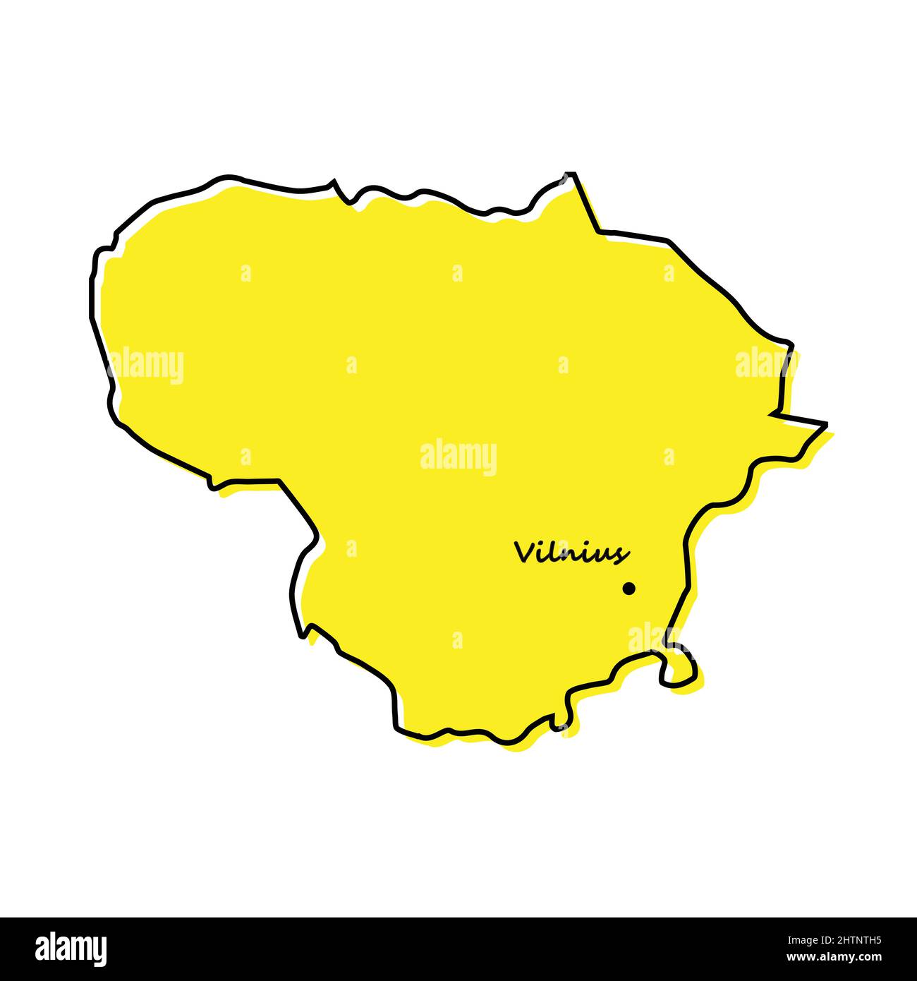 Simple outline map of Lithuania with capital location. Stylized minimal line design Stock Vector ...