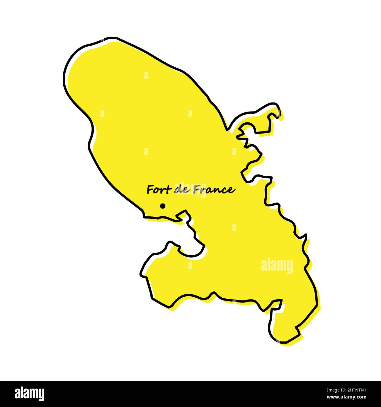 Simple outline map of Martinique with capital location. Stylized ...