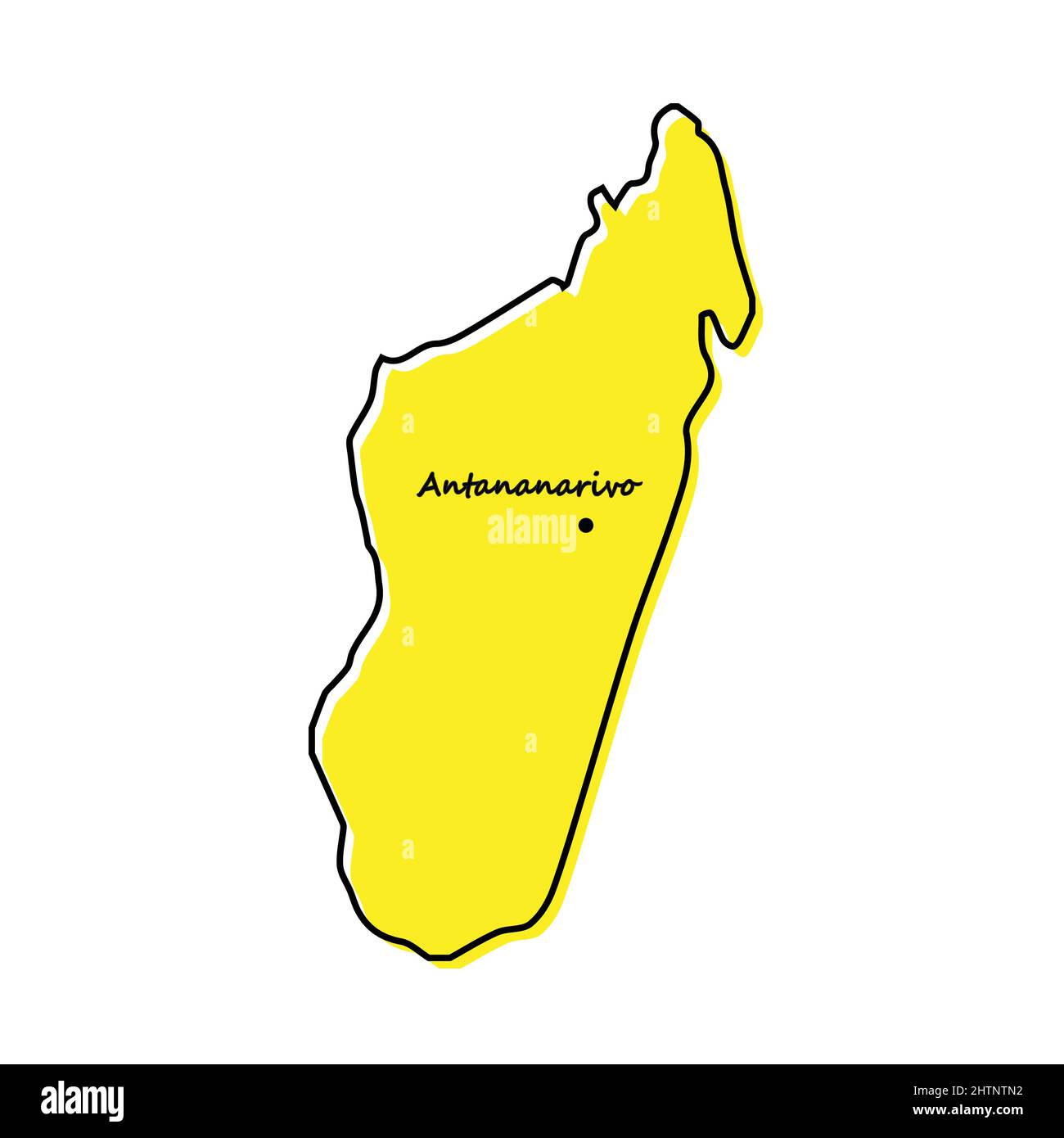 Simple outline map of Madagascar with capital location. Stylized ...