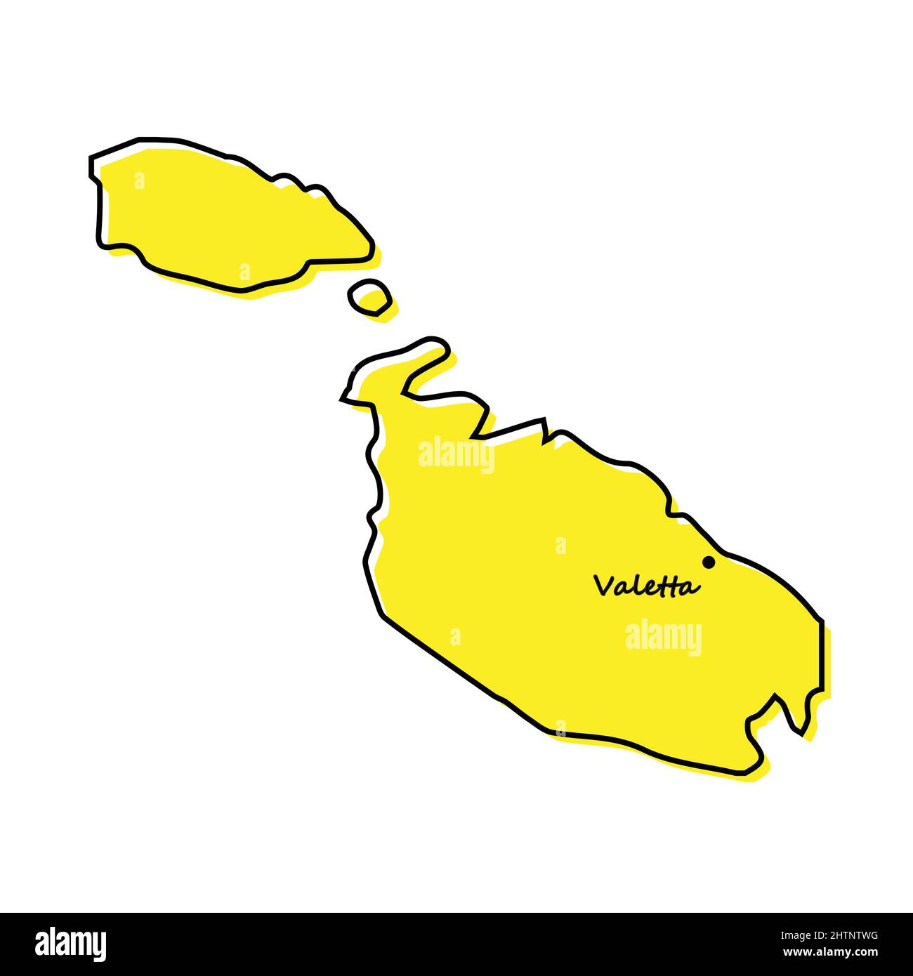 Simple outline map of Malta with capital location. Stylized minimal ...