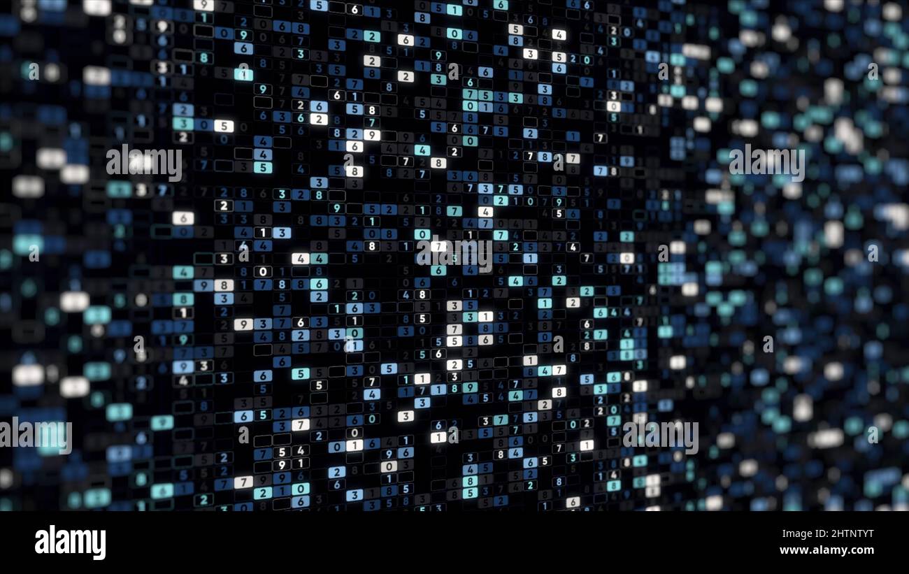 Abstract background of colorful numerical values in columns hanging ...