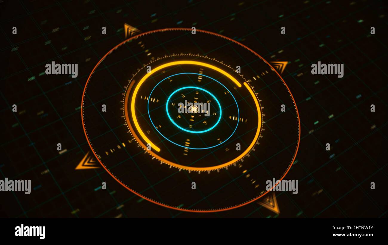 Abstract 3d circular graph resembling a modern compass with several ...