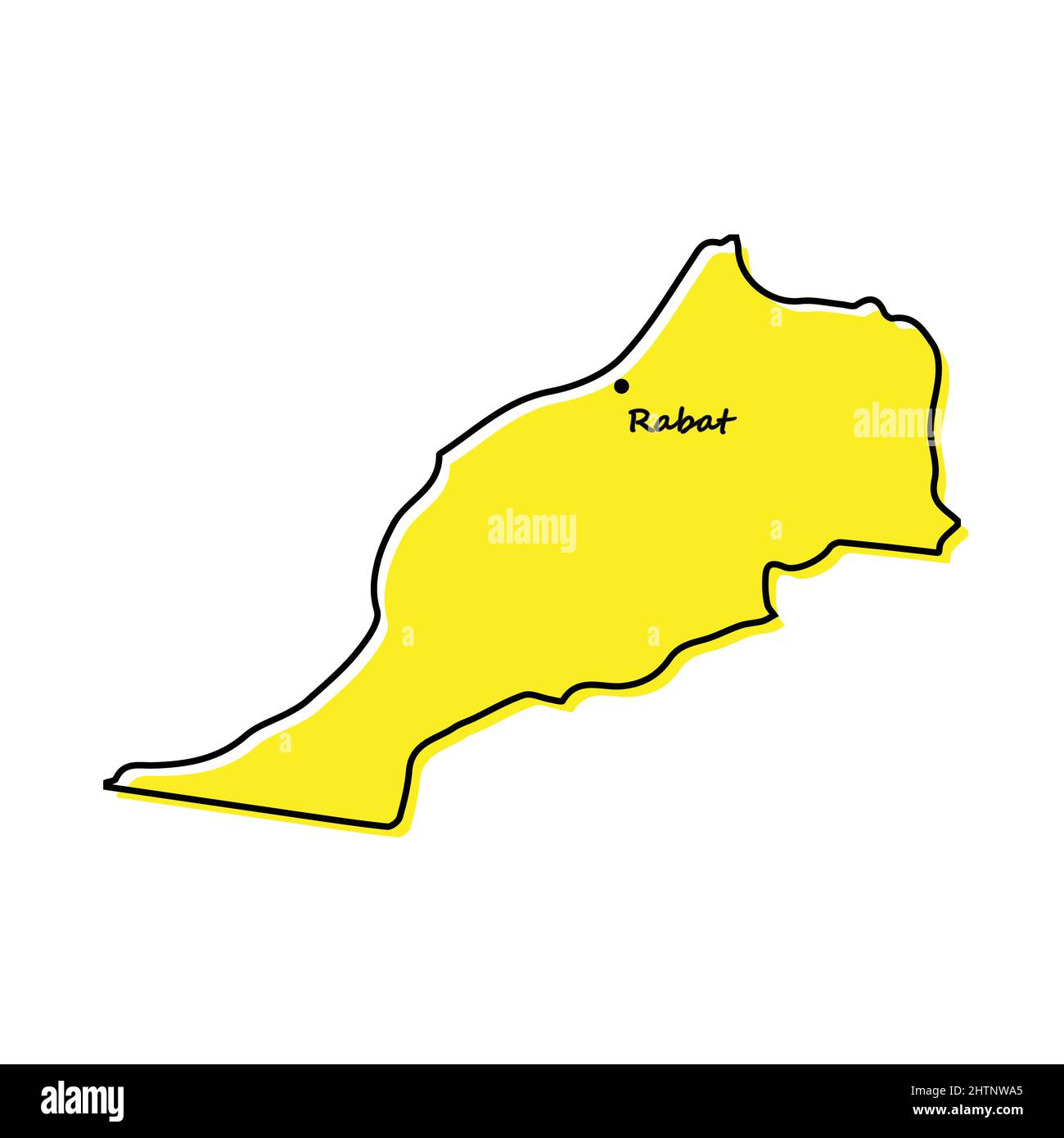 Simple outline map of Morocco with capital location. Stylized minimal line design Stock Vector ...