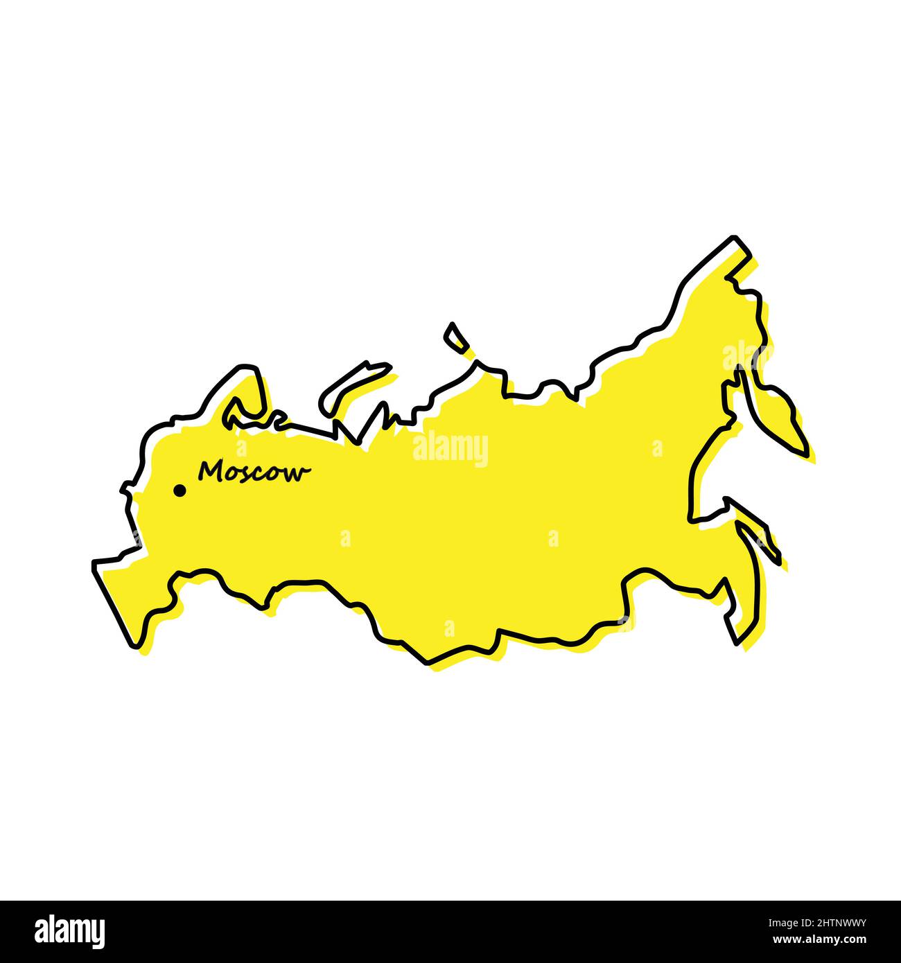 Simple outline map of Russia with capital location. Stylized minimal ...