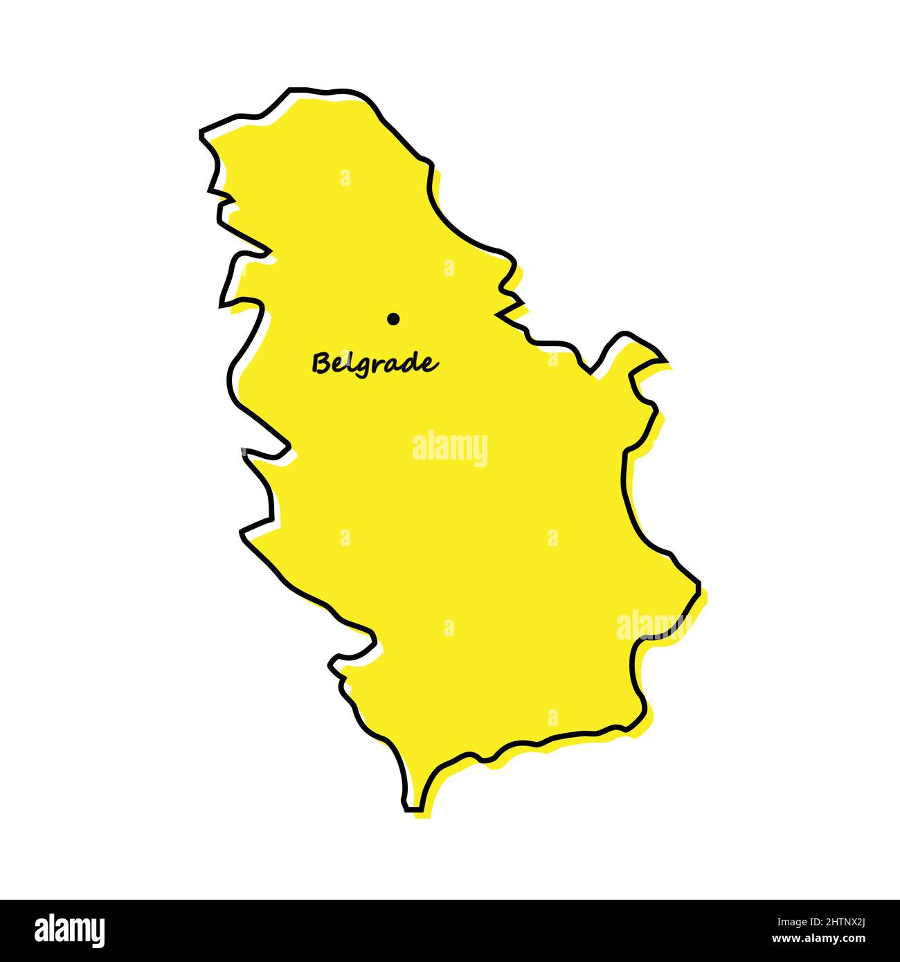 Simple outline map of Serbia with capital location. Stylized minimal line design Stock Vector ...