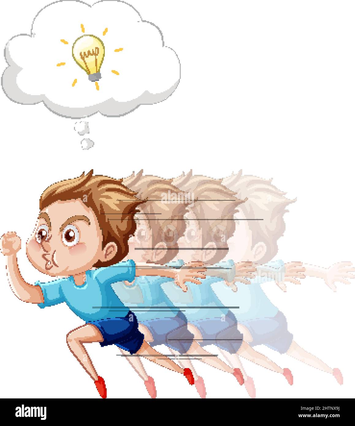 A boy running and thinking on white background illustration Stock ...