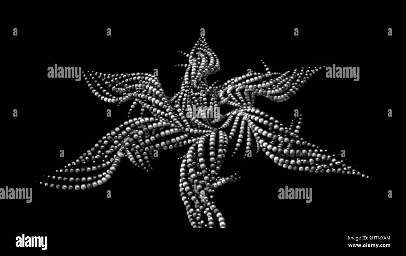 Abstract animation of monochrome patterns of small beads rotating and ...
