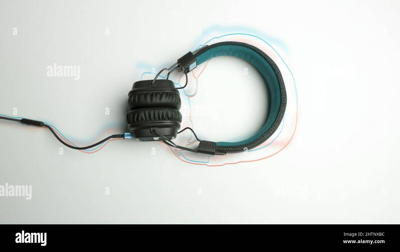Headphones on white background with animated lines. Animation ...