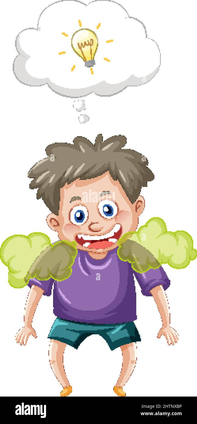 A boy standing and thinking on white background illustration Stock ...