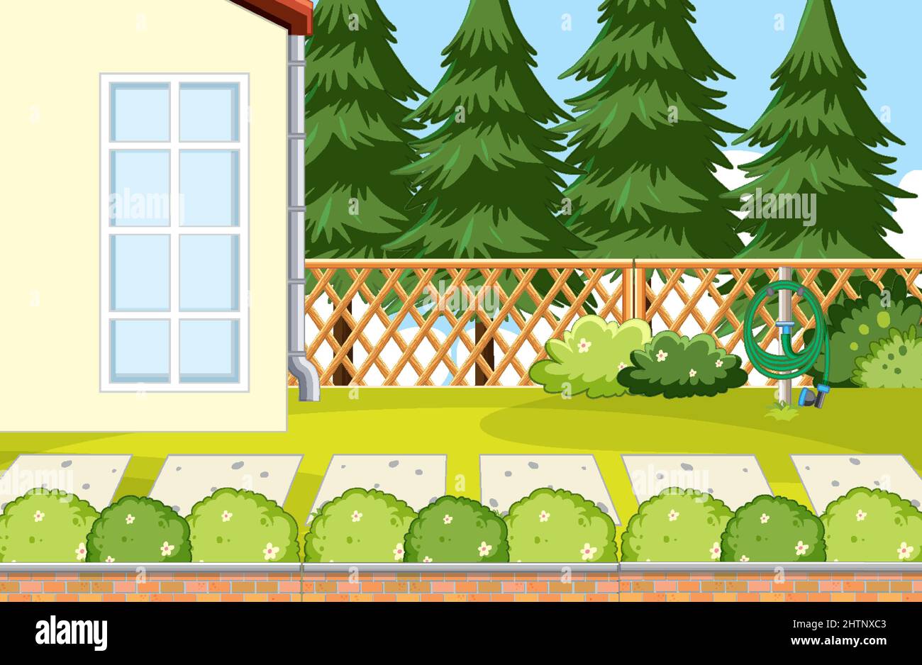 Scene of backyard with a fence illustration Stock Vector Image & Art ...