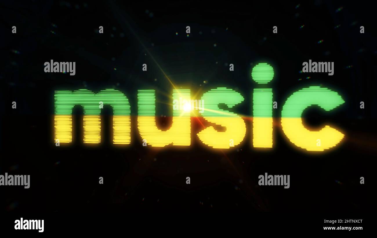 Abstract animation of word music on black background. Animated ...