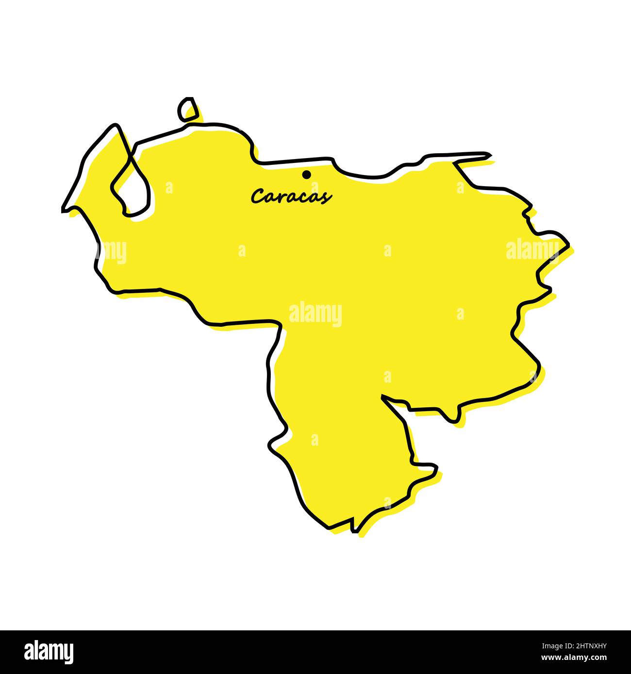 Simple outline map of Venezuela with capital location. Stylized minimal line design Stock Vector ...