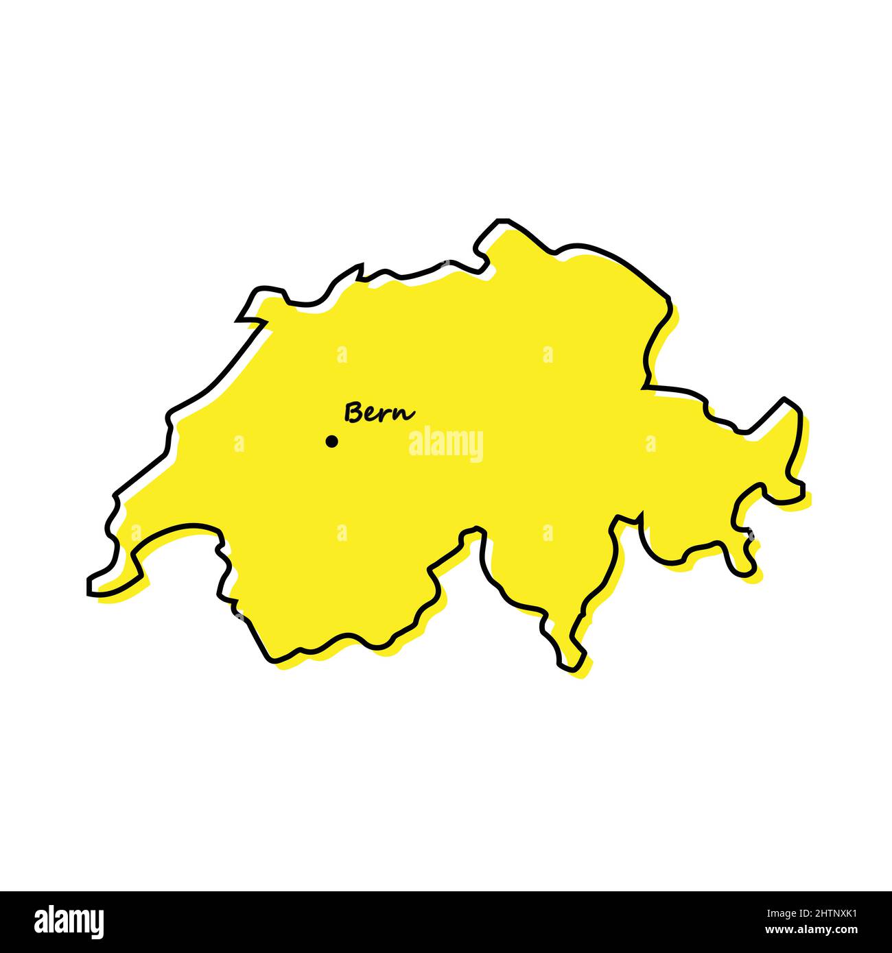 Simple outline map of Switzerland with capital location. Stylized ...