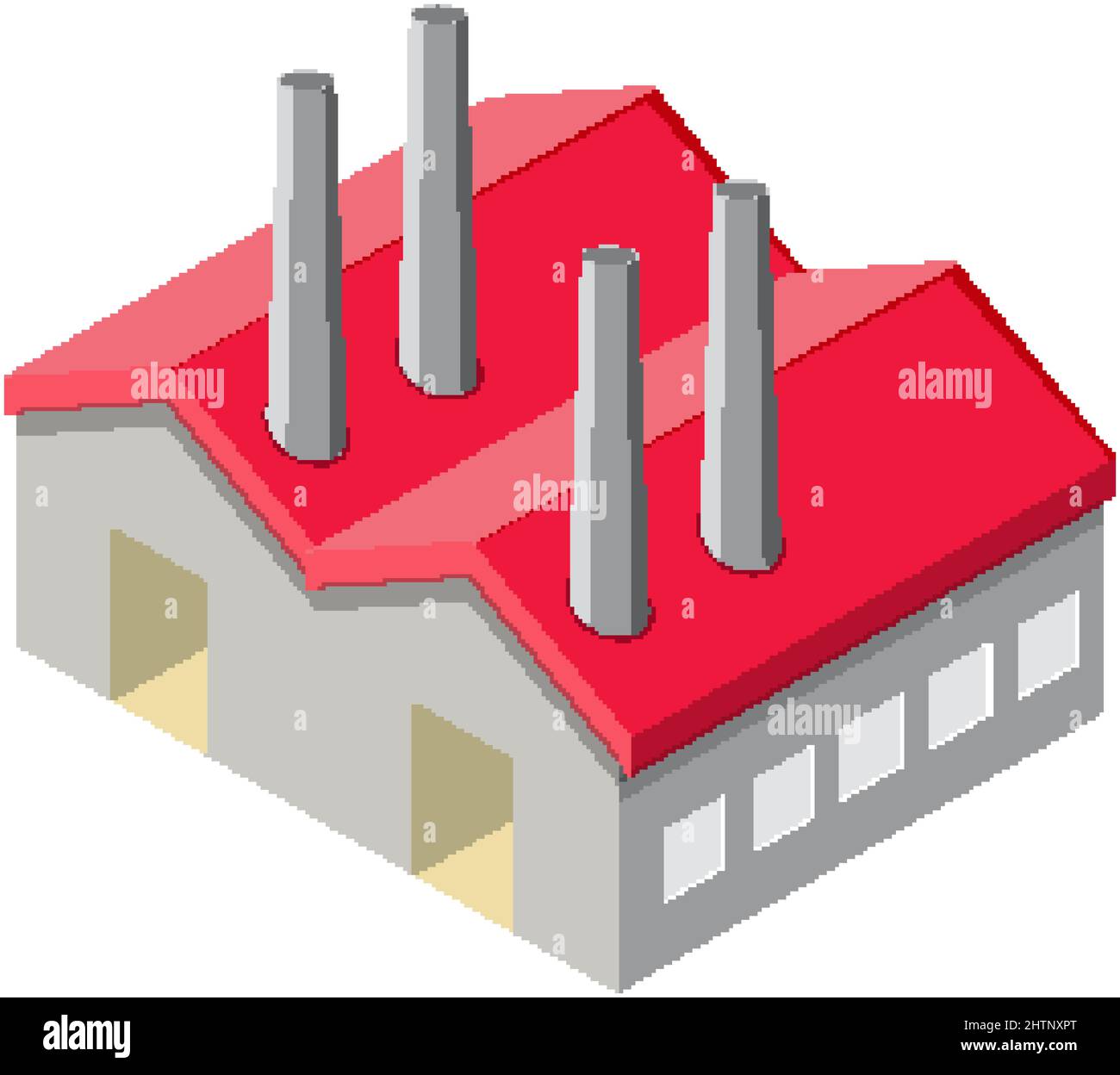 isometric industrial building on white background illustration Stock ...