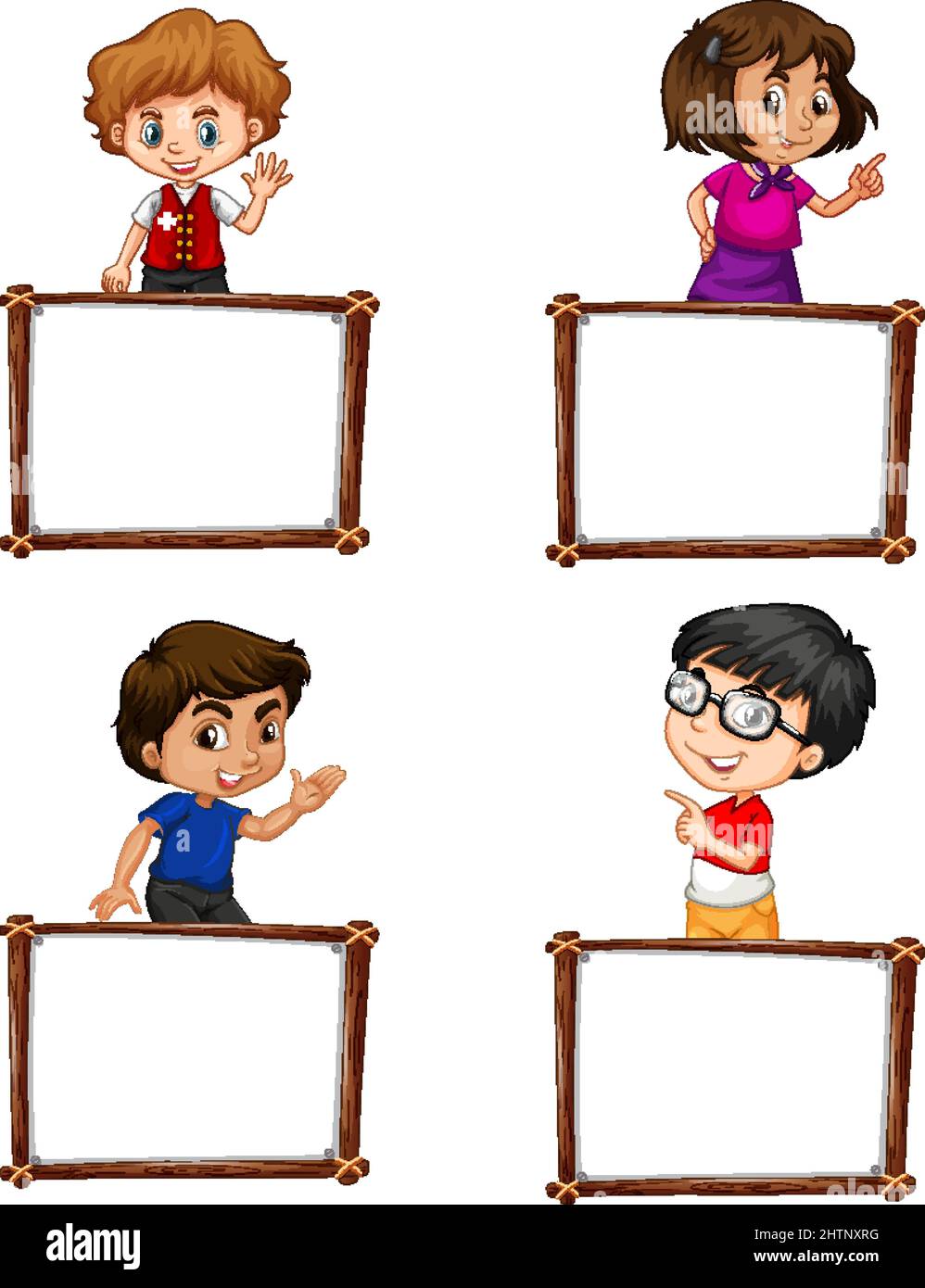 A set of Board template with happy kids illustration Stock Vector Image ...