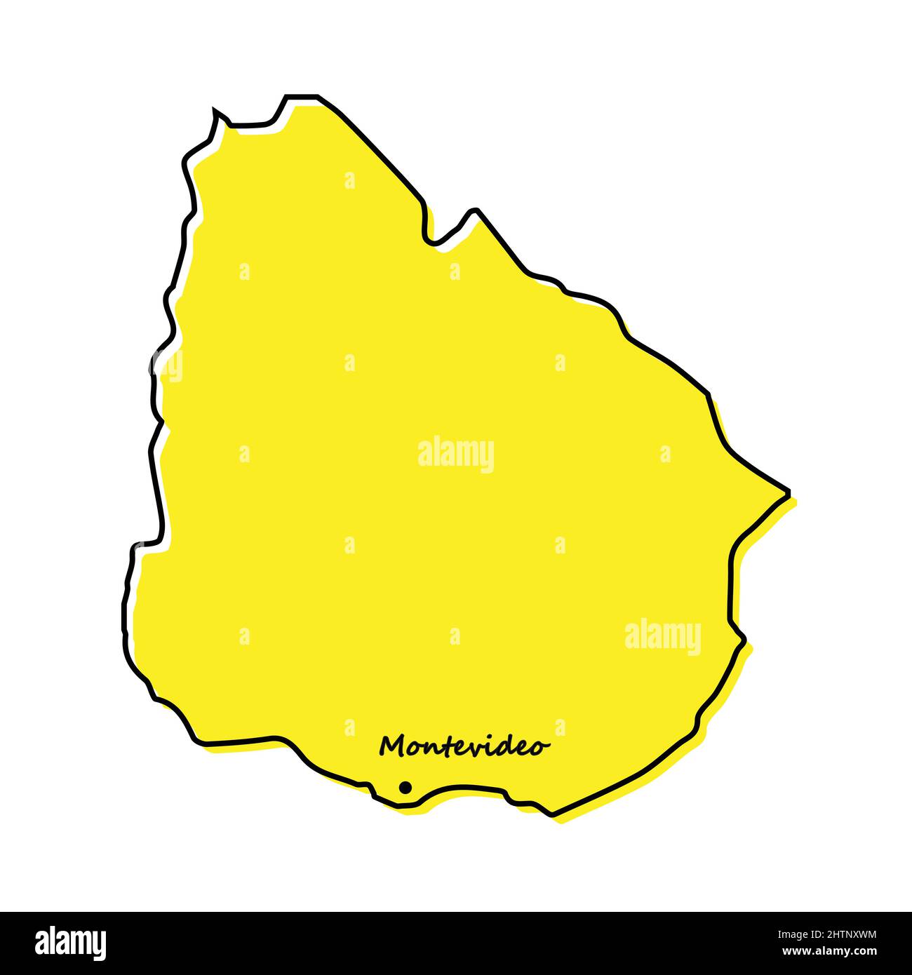 Simple outline map of Uruguay with capital location. Stylized minimal ...