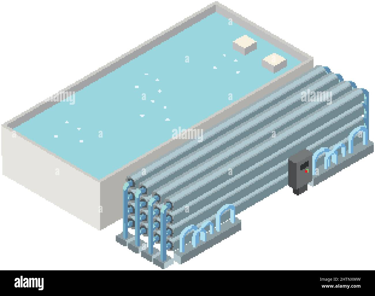 Isometric industrial area of desalination plant illustration Stock ...