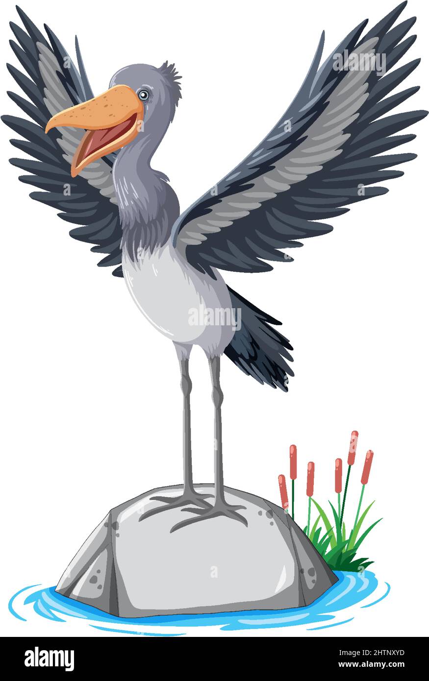 Shoebill stork standing on rock illustration Stock Vector Image & Art ...