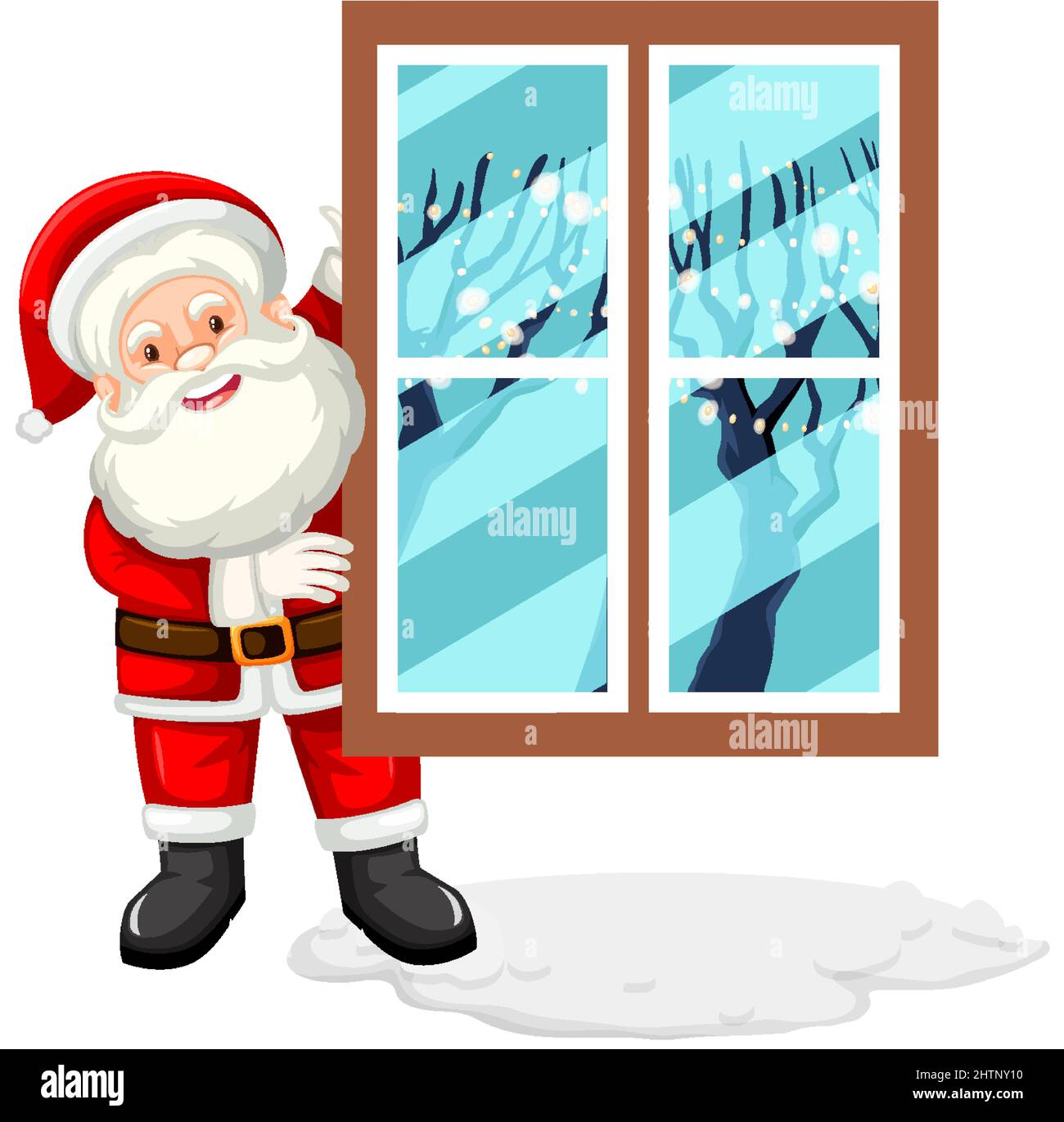 Santa holding the window illustration Stock Vector Image & Art - Alamy