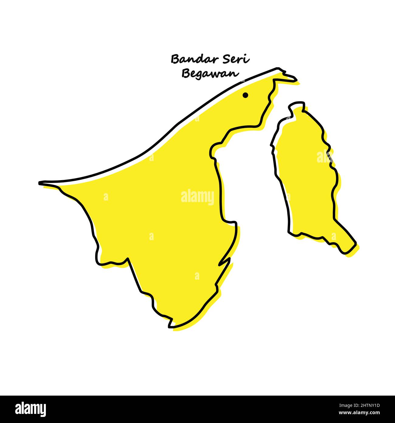 Simple outline map of Brunei with capital location. Stylized minimal line design Stock Vector ...