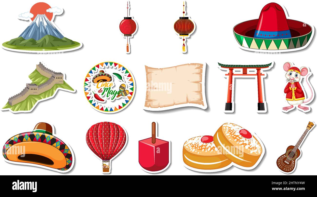 Set of different traditional objects illustration Stock Vector Image ...
