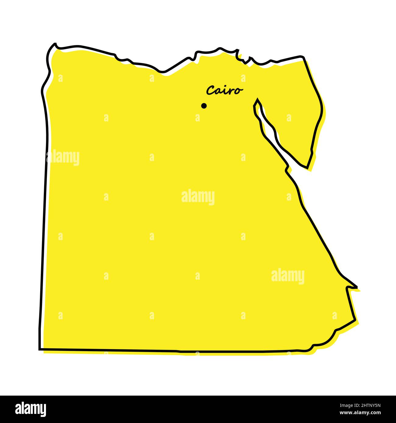 Simple outline map of Egypt with capital location. Stylized minimal line design Stock Vector ...