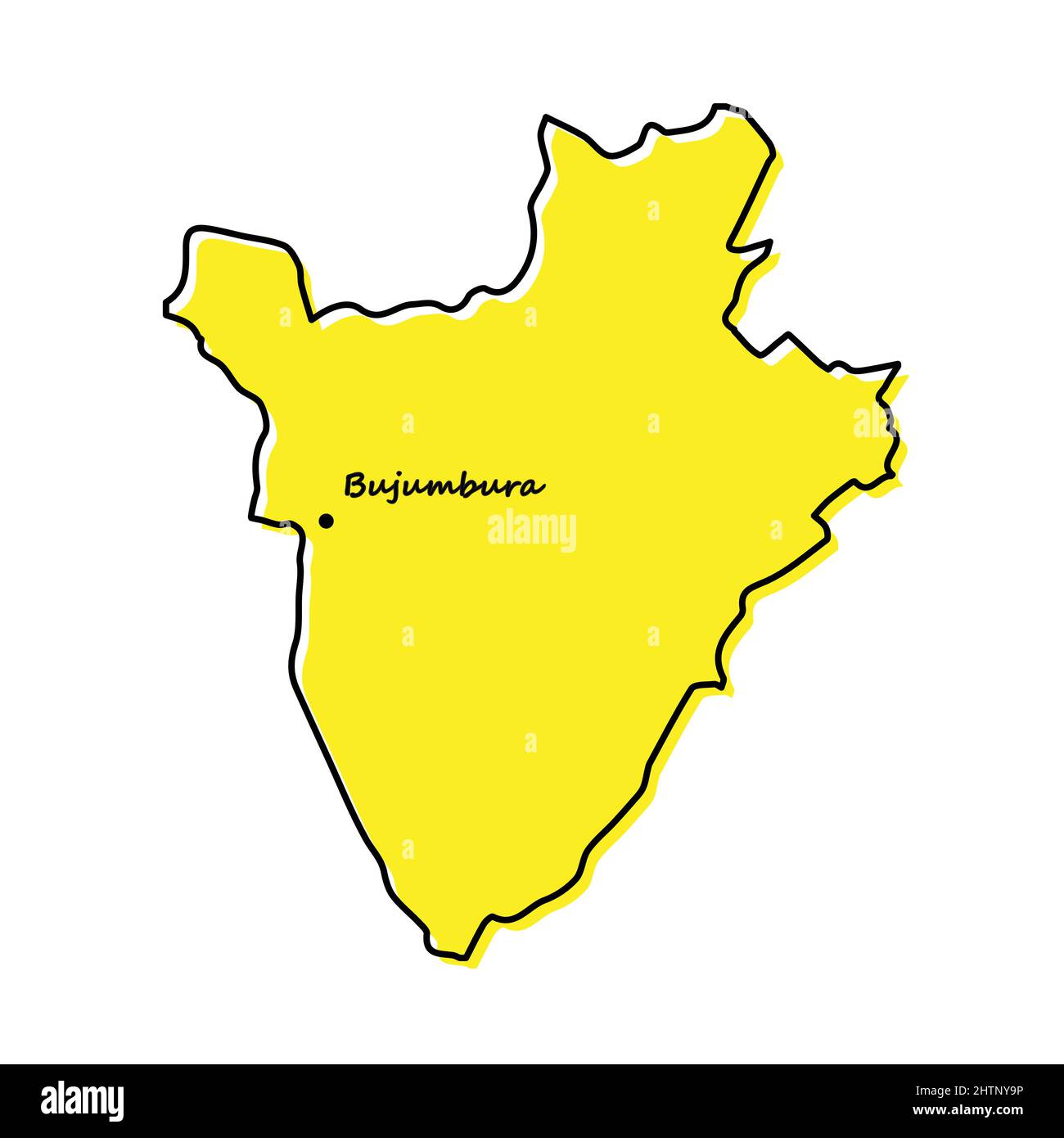 Simple outline map of Burundi with capital location. Stylized minimal ...