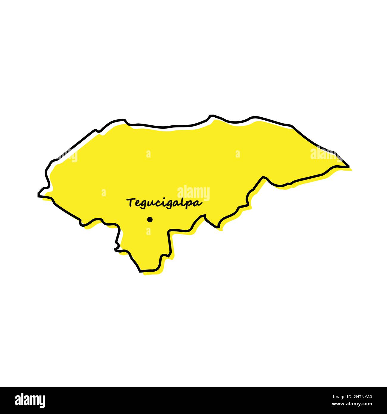 Simple outline map of Honduras with capital location. Stylized minimal line design Stock Vector ...