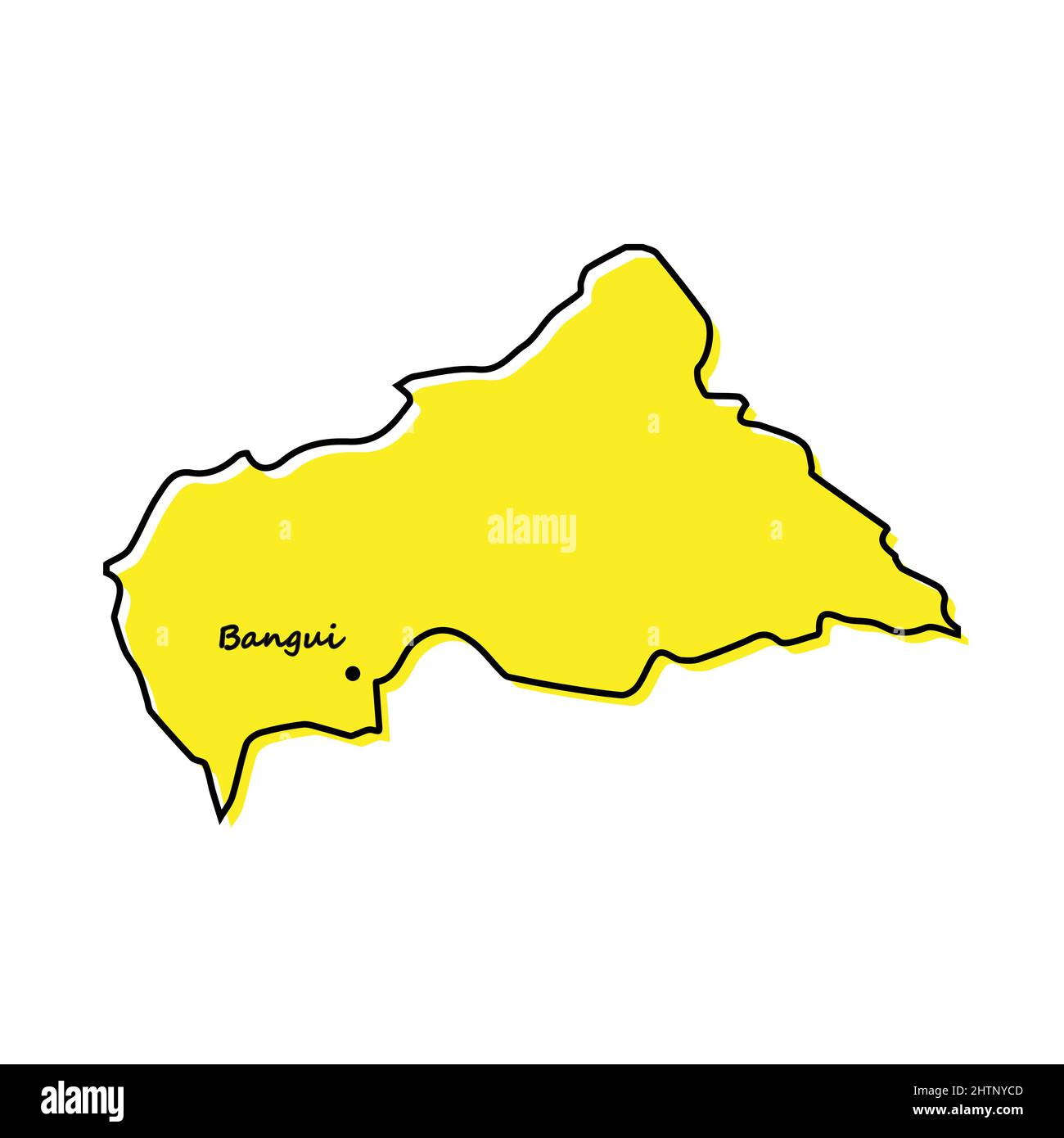 Simple outline map of Central African Republic with capital location ...