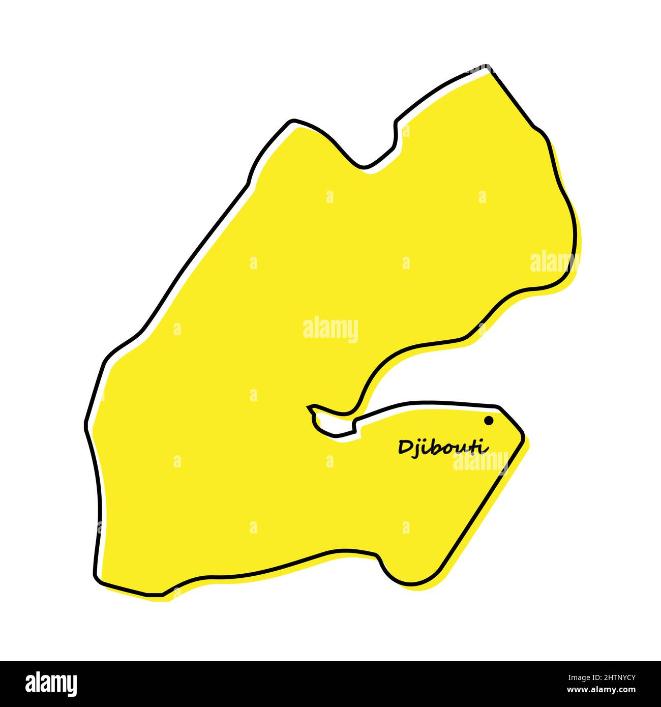 Simple outline map of Djibouti with capital location. Stylized minimal line design Stock Vector ...