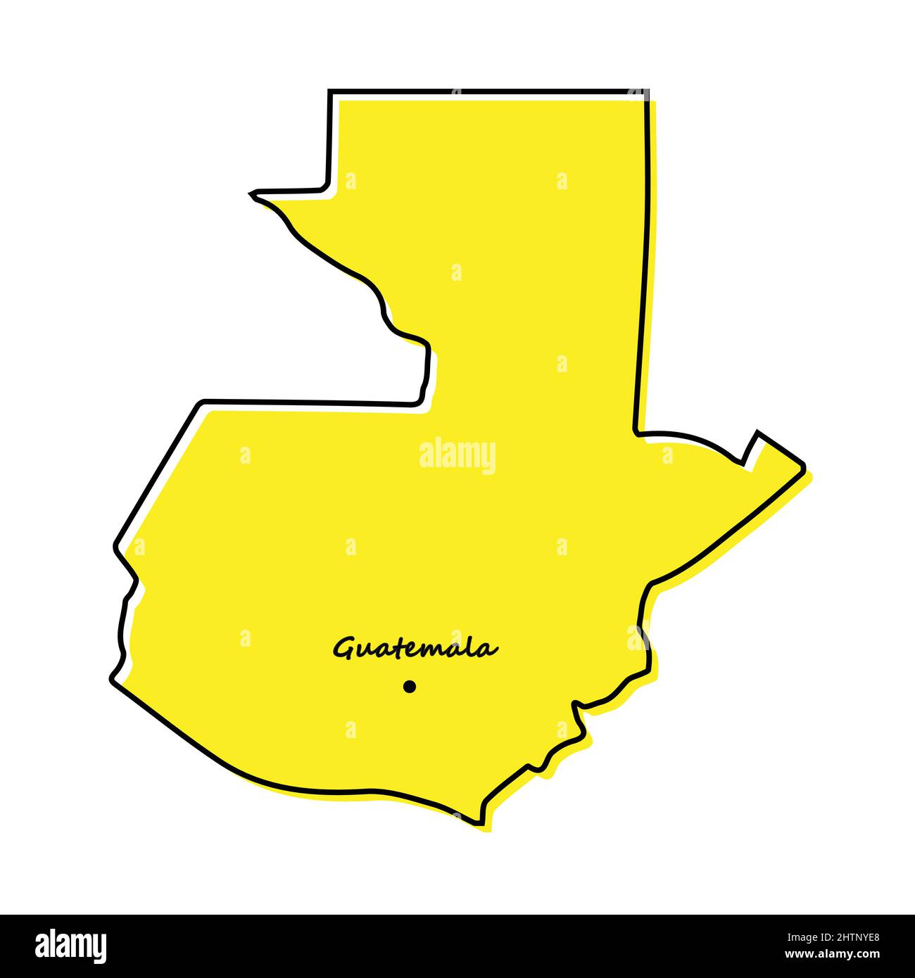 Simple outline map of Guatemala with capital location. Stylized minimal ...