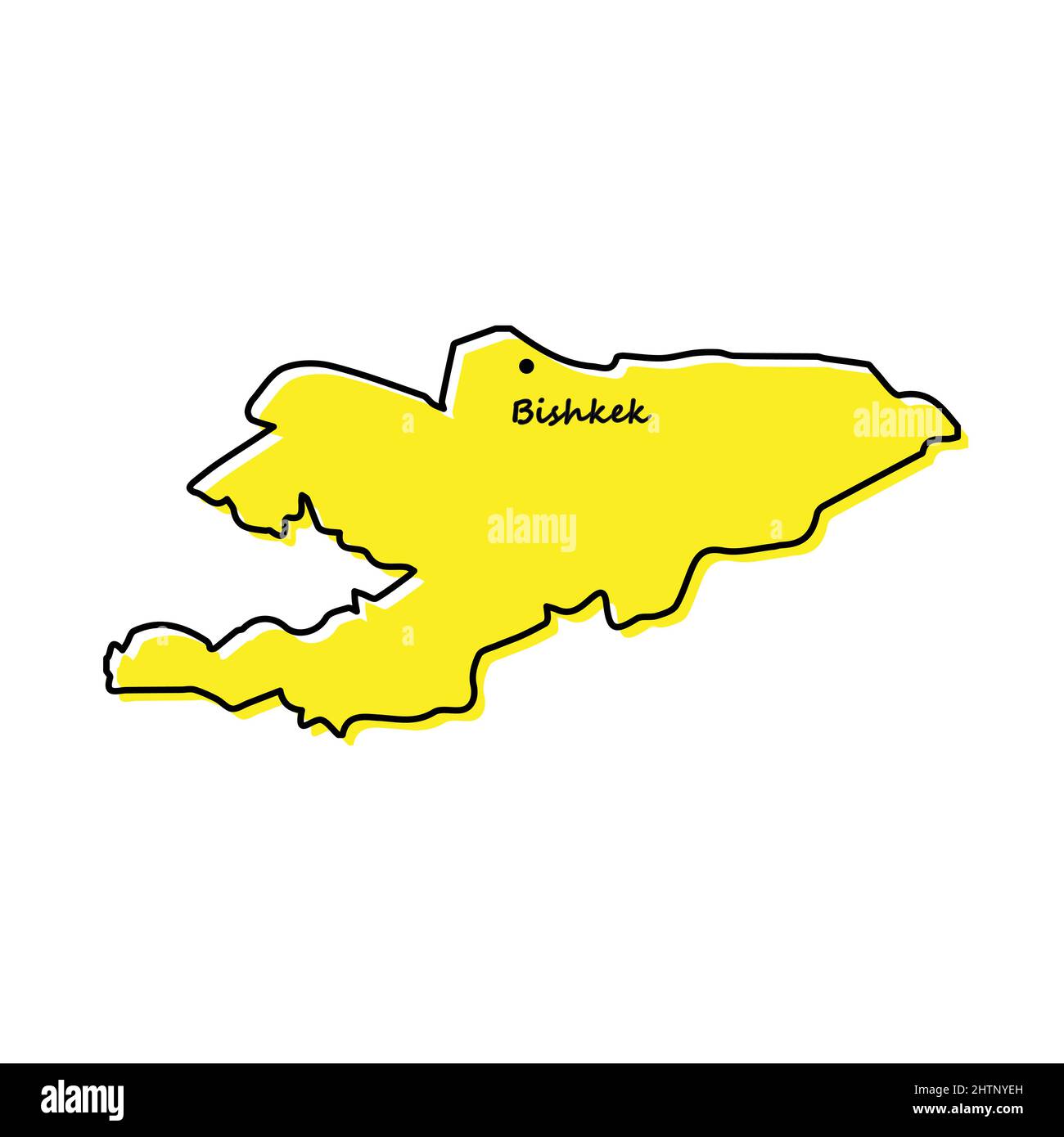 Simple outline map of Kyrgyzstan with capital location. Stylized minimal line design Stock ...