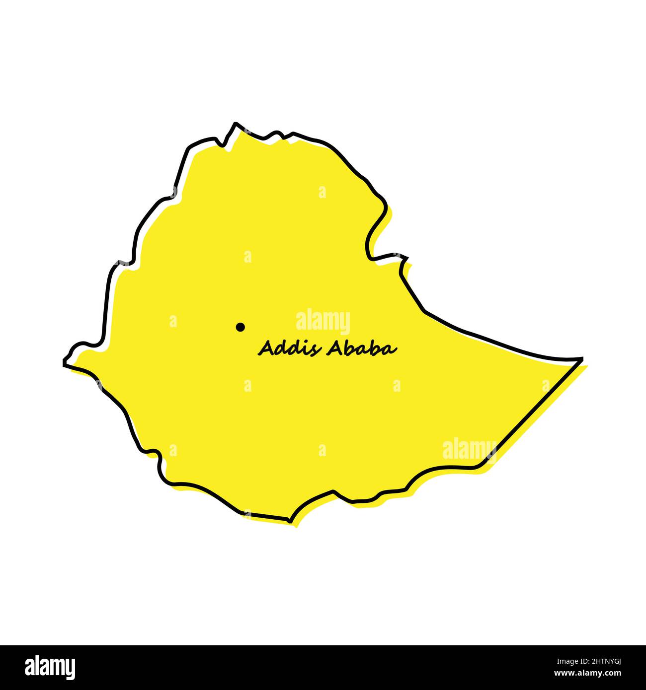 Simple outline map of Ethiopia with capital location. Stylized minimal line design Stock Vector ...