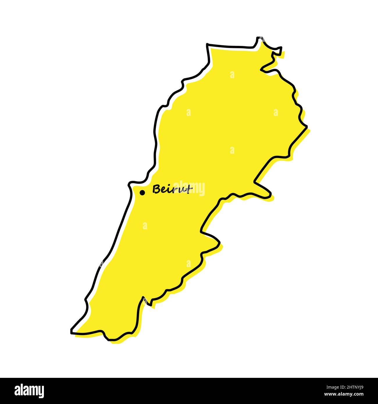 Simple outline map of Lebanon with capital location. Stylized minimal ...