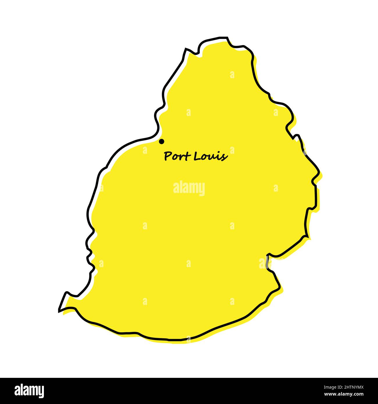 Simple outline map of Mauritius with capital location. Stylized minimal line design Stock Vector ...