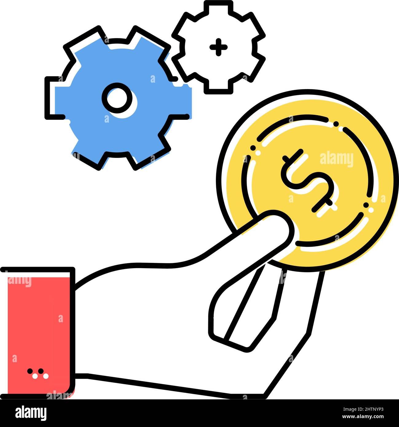 hand hold coin pay for work color icon vector illustration Stock Vector ...